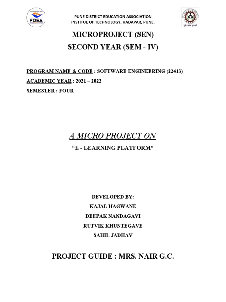Microproject (Sen) Second Year (Sem - Iv) : A Micro Project On ...