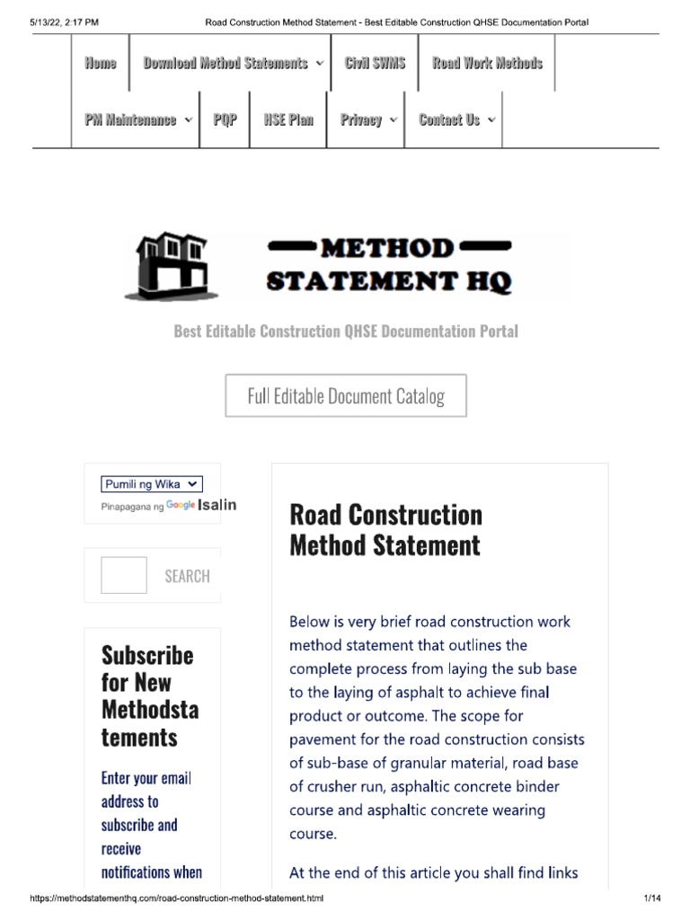 Road Concreting Method | PDF