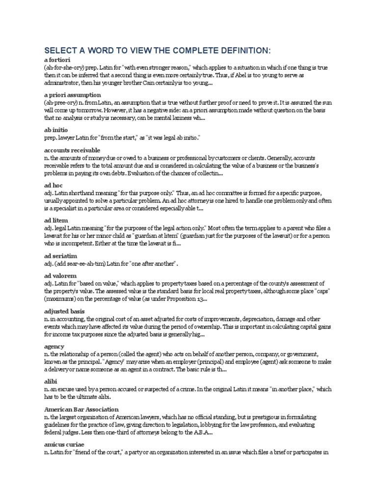 Latin Legal Terms Explained | PDF | Nolo Contendere | Justice