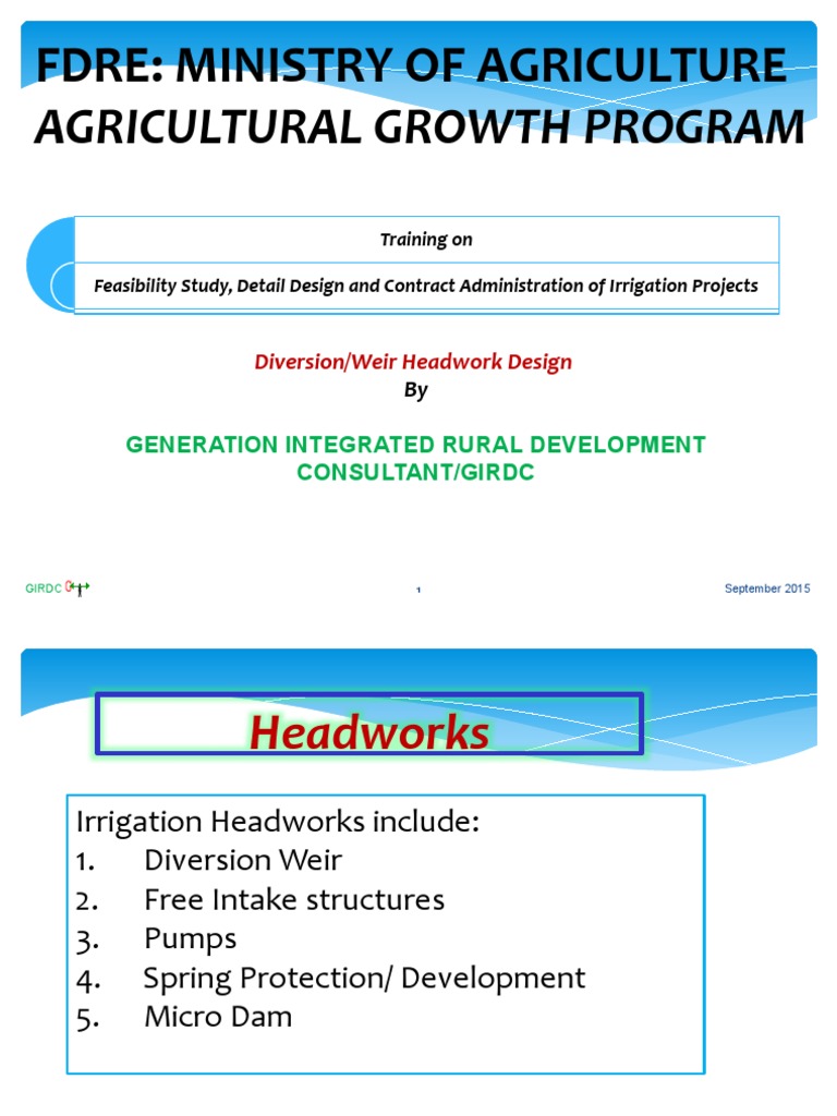 Diversion Weir Design for Irrigation Projects | PDF | Spillway | Levee