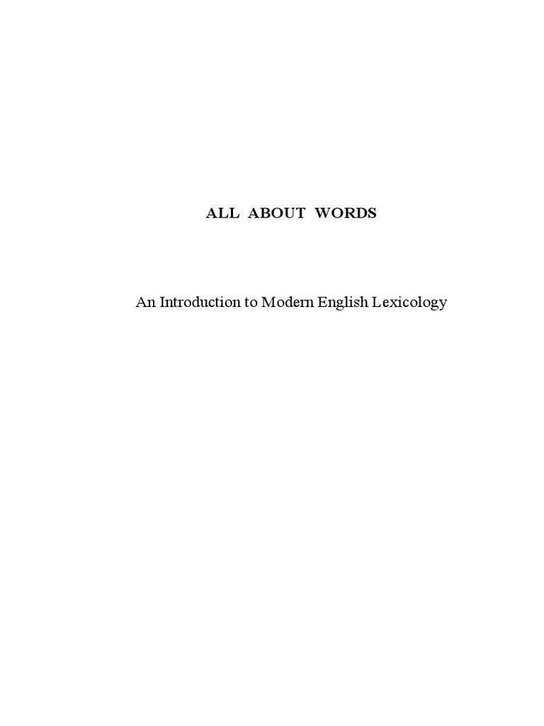 ALL ABOUT WORDS - Total | Download Free PDF | Lexicology | Linguistics