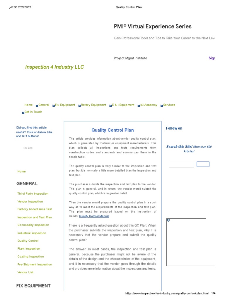 Quality Control Plan | PDF | Pipe (Fluid Conveyance) | Boiler