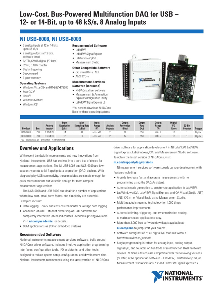Usb 6008 | PDF | Electromagnetic Compatibility | Electronics