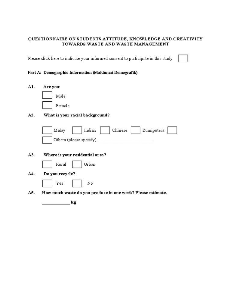 Questionnaire On Food Waste Management | PDF | Recycling | Waste Management