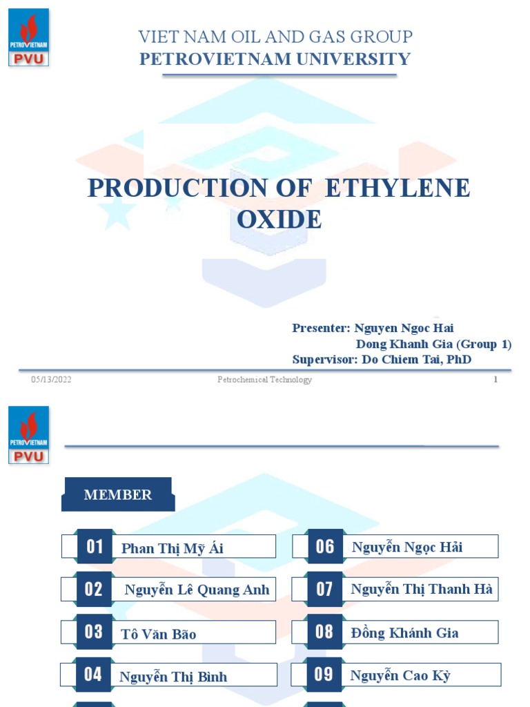 Production of Ethylene Oxide: Petrovietnam University | PDF | Ethylene ...