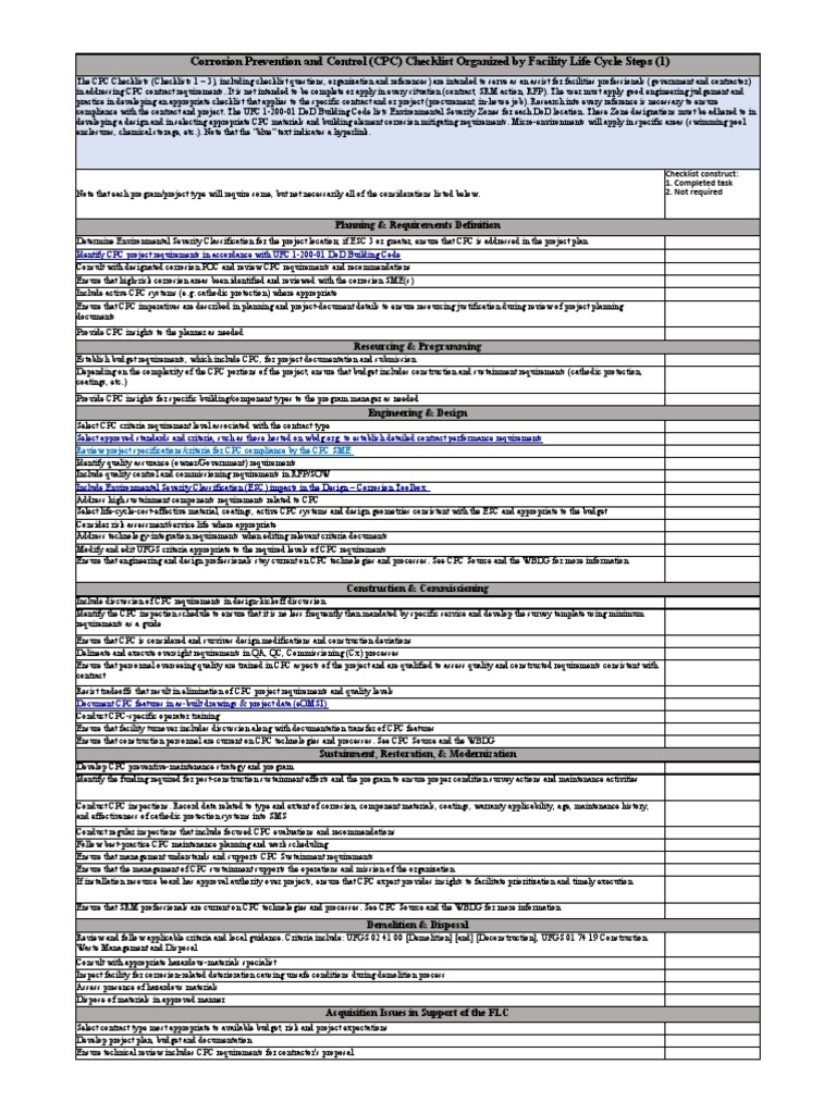Corrosion Prevention and Control Checklists CPC - Checklists - v2 | PDF ...