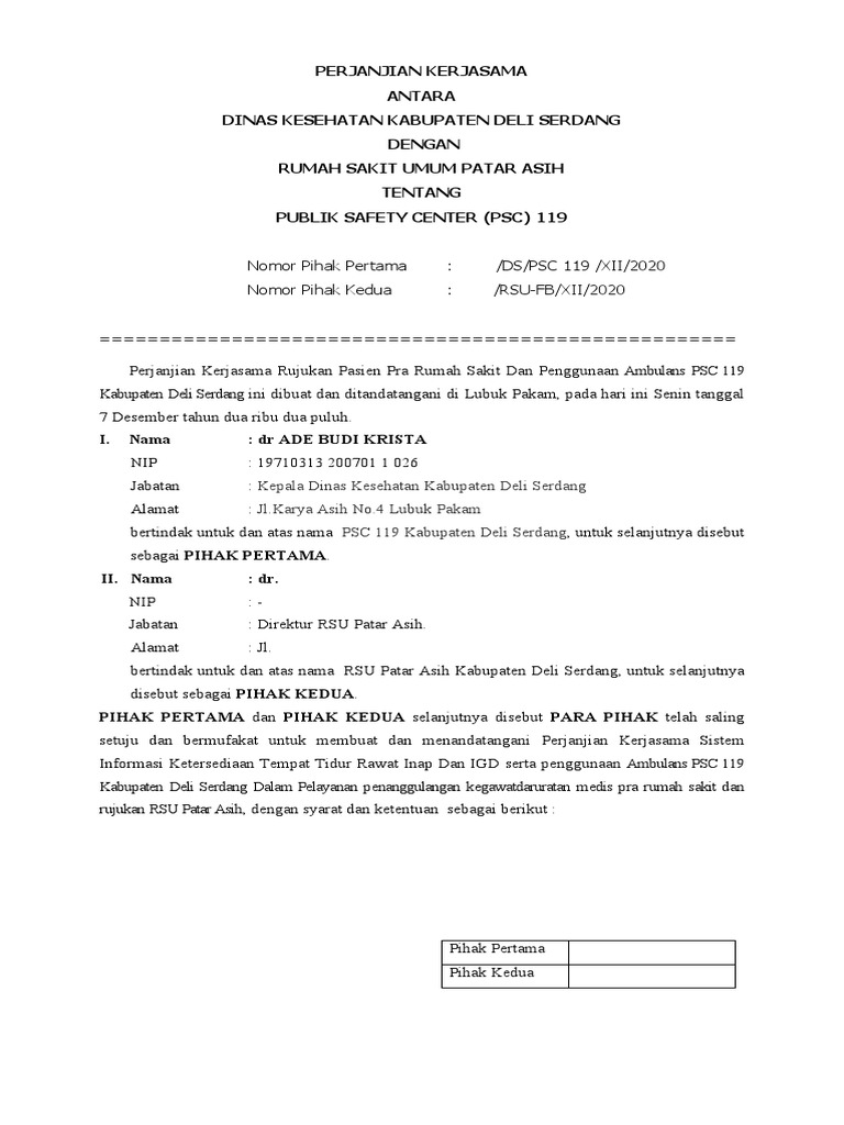 Kerjasama PSC 119 dan RSU Patar Asih | PDF