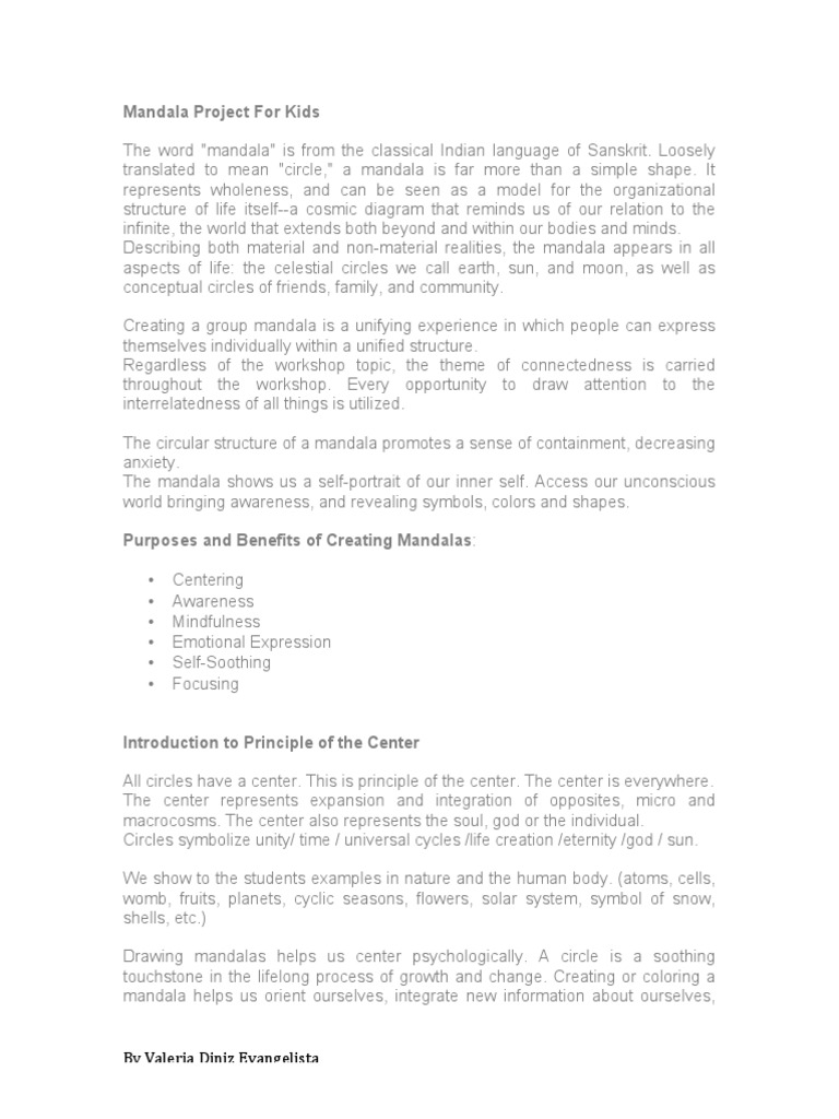 Mandala Project For Kids | PDF | Mandala | Life
