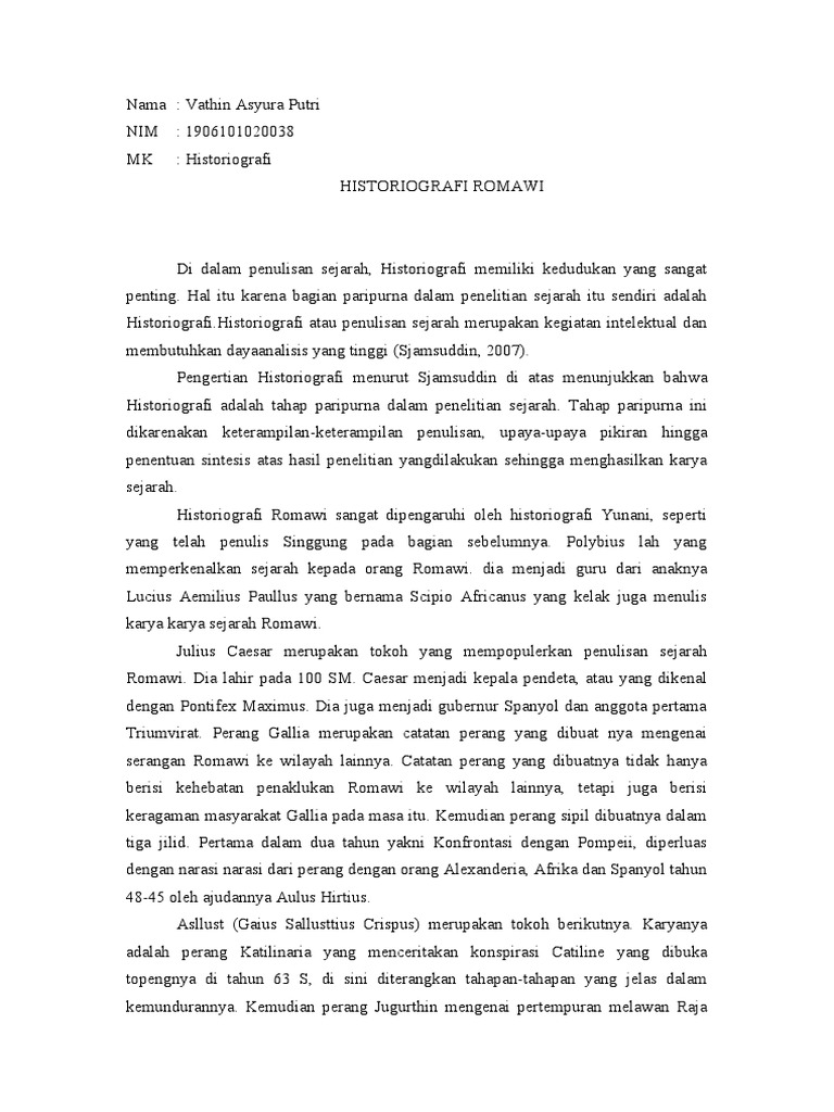 Historiografi Romawi Kuno dan Tokoh-tokohnya | PDF