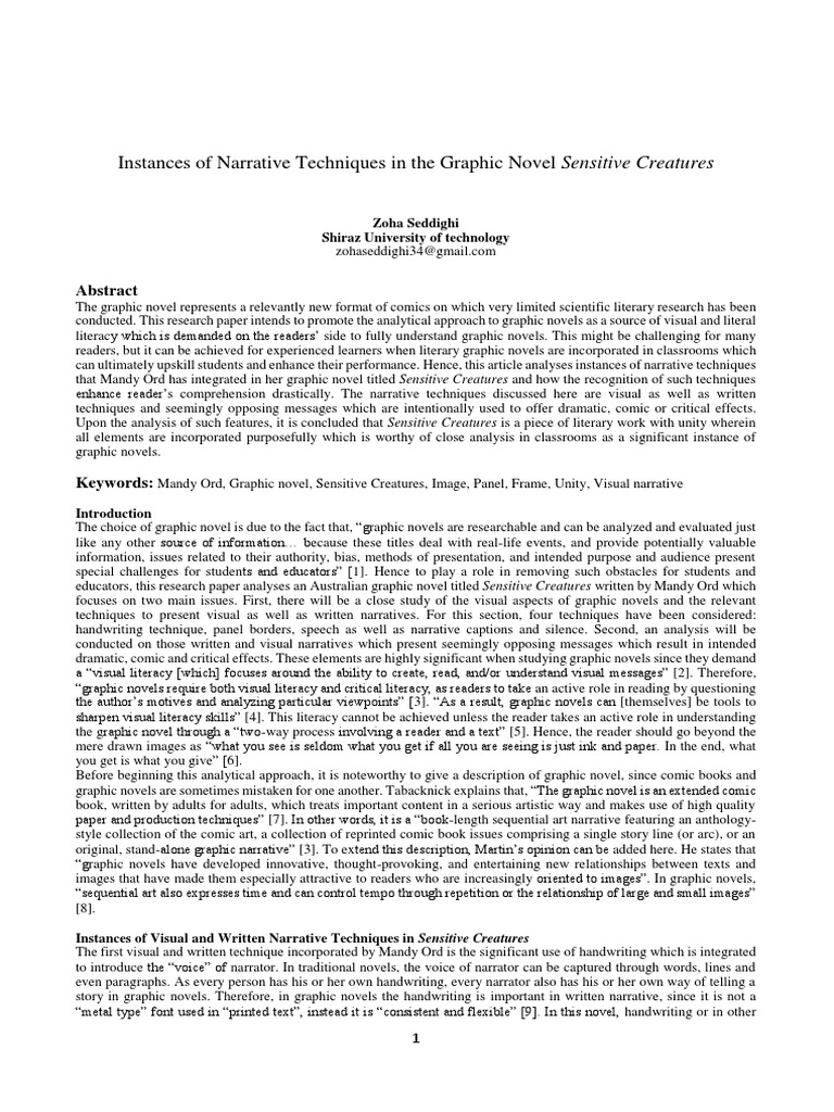 Instances of Narrative Techniques in The Graphic Novel Sensitive ...