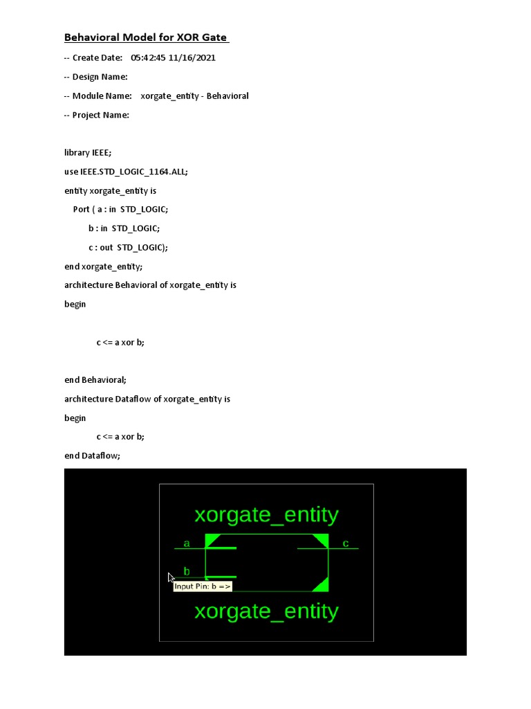 Behavioral Model For XOR Gate | PDF
