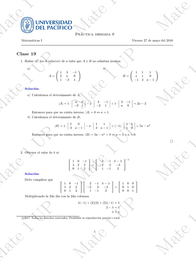 Clase 19 Ejercicios de Matrices | PDF | Matriz (Matemáticas) | Relaciones matematicas