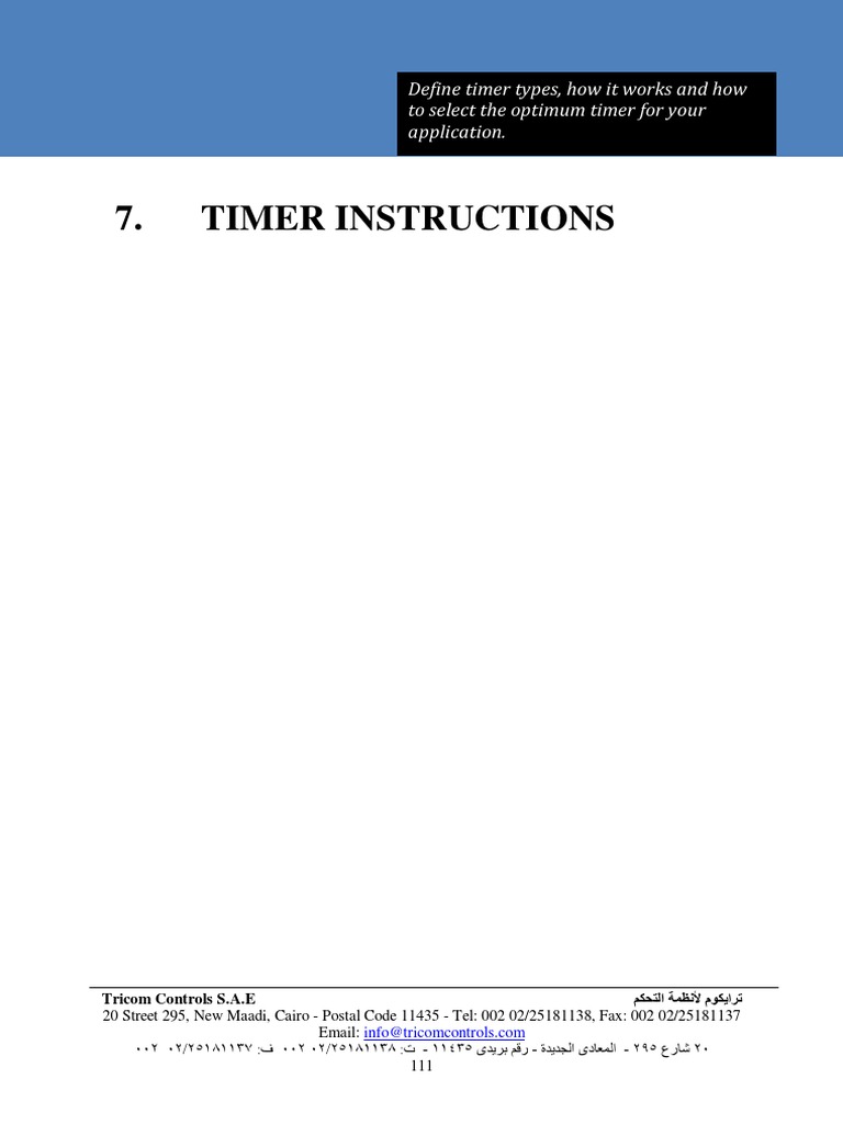 Timer Instructions for Tricom Controls | PDF | Timer | Binary Coded Decimal