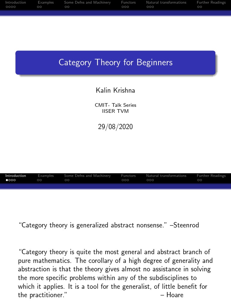 Introduction to Category Theory Concepts | PDF | Category Theory ...