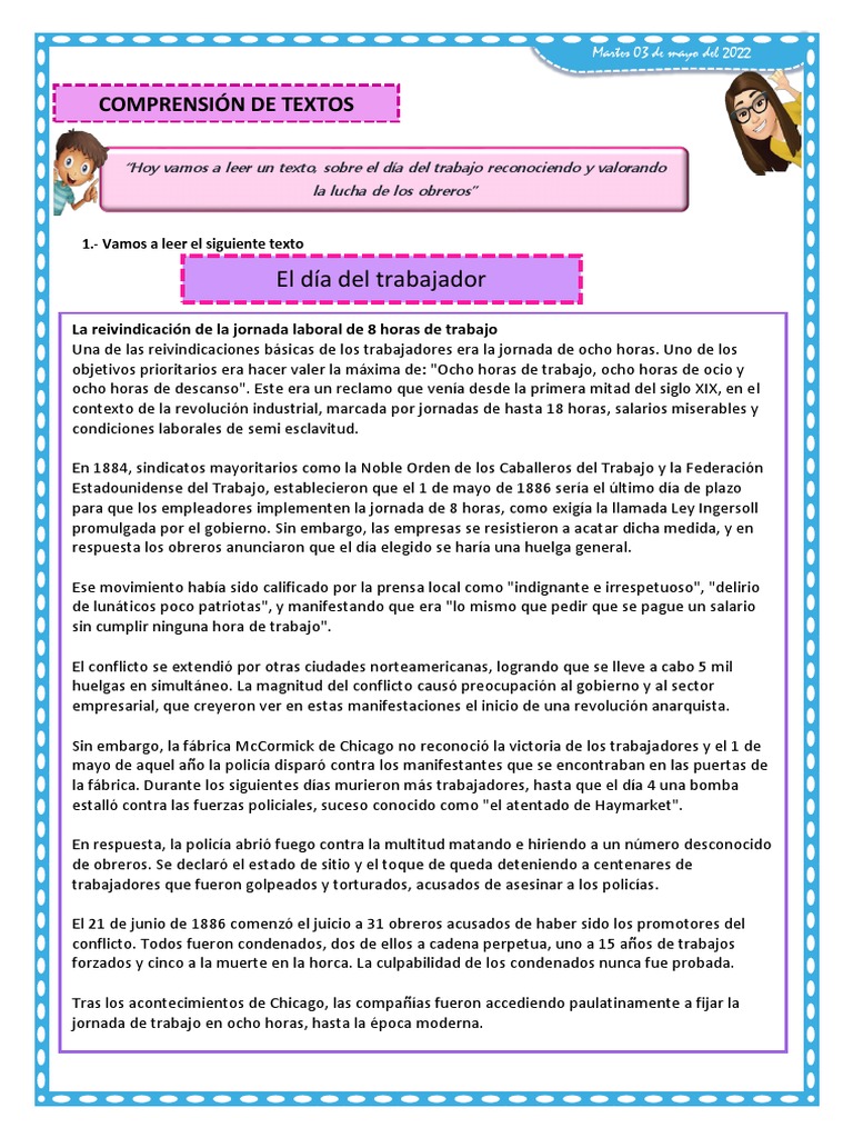 Lectura sobre el Día del Trabajo | PDF | Labor | Movimientos politicos