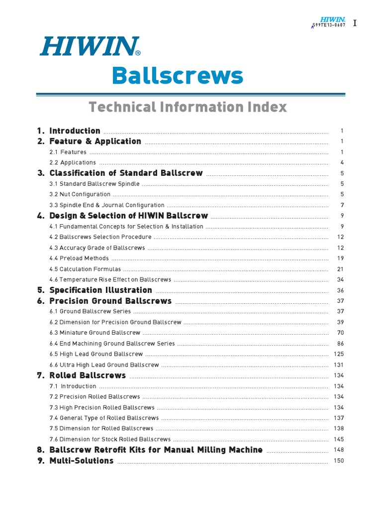 Hiwin Ballscrew Catalogue | PDF | Machines | Manufactured Goods
