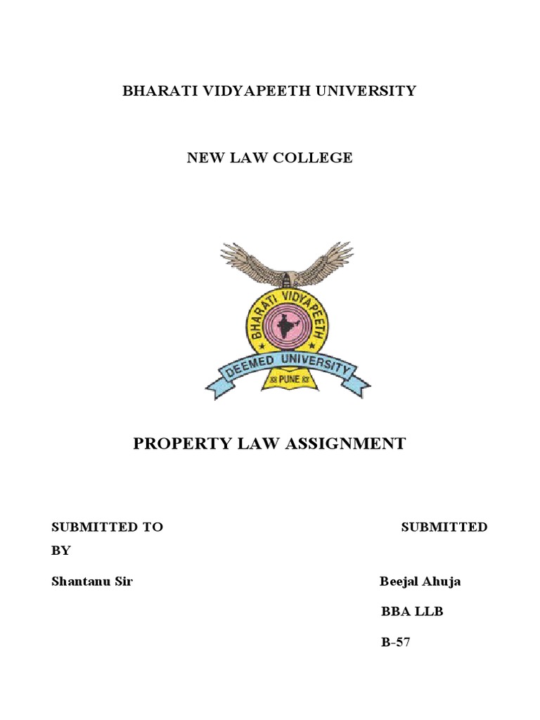 Beejal Ahuja, BBA LLB, B-57 (Property Law Assignment) | PDF | Lawsuit ...