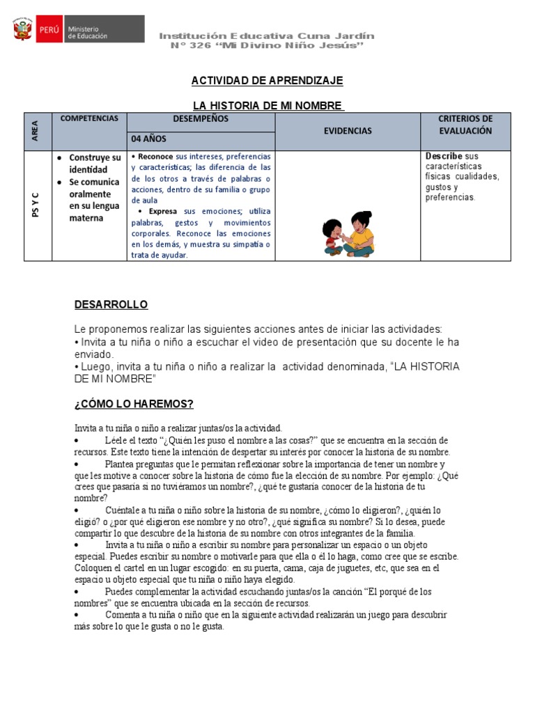 Actividad: La Historia de Mi Nombre | PDF | Aprendizaje | Cognición