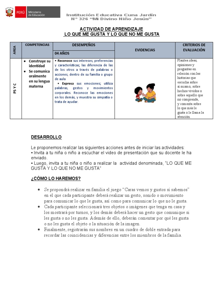 Actividad de Aprendizaje Lo Que Me Gusta y Lo Que No Me Gusta | PDF ...