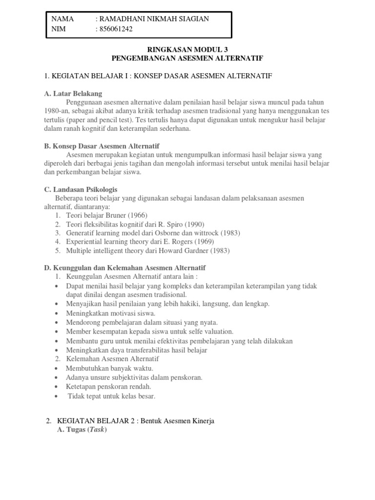 Ringkasan Modul 3 Evaluasi Pembelajaran | PDF Ringkasan Modul 3 Evaluasi Pembelajaran | PDF