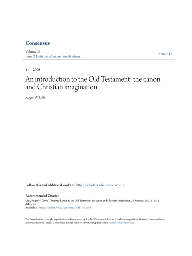 An Introduction To The Old Testament | PDF | Old Testament | Biblical Canon