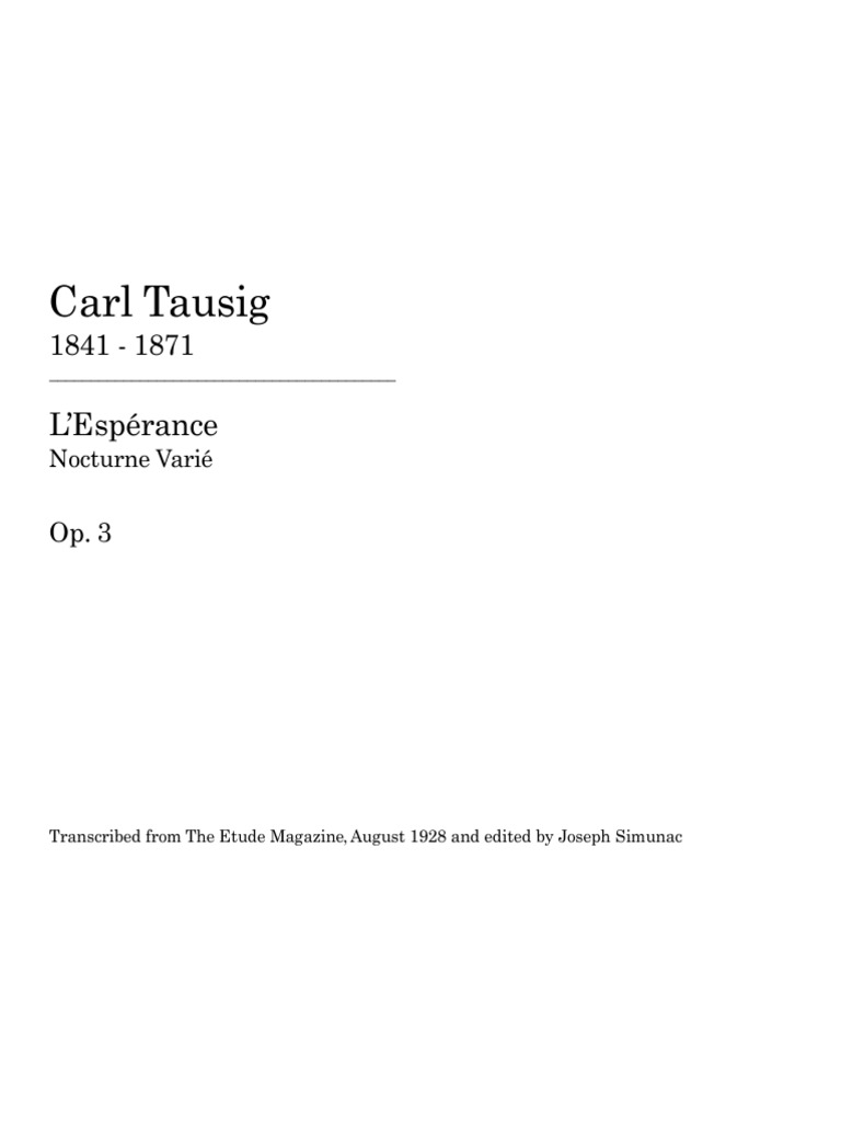 Karl Tausig - Nocturne Varié, Op.3 | PDF | Musical Compositions ...