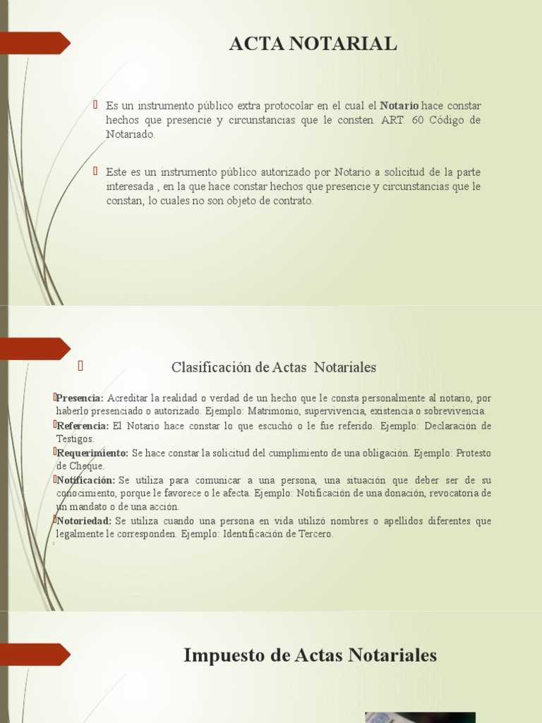 Clasificación y Uso de Actas Notariales | PDF