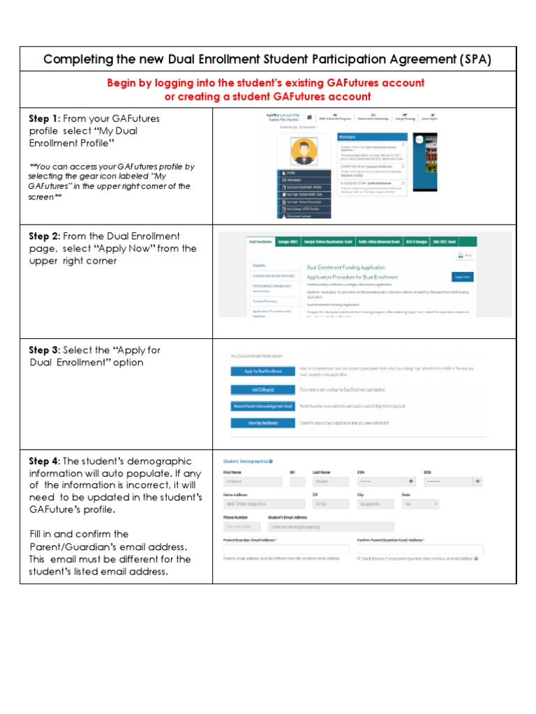 Completing The New Dual Enrollment Student Participation Agreement (SPA ...