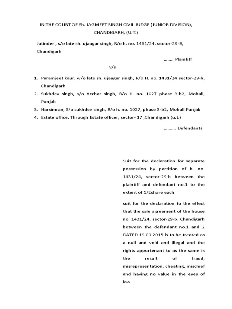Plaint | Download Free PDF | Lawsuit | Affidavit