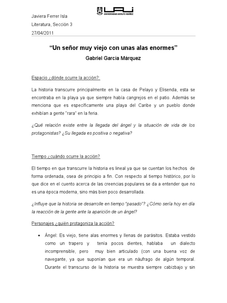 Un Señor Muy Viejo Con Las Alas Enormes | PDF | Internet | Personas