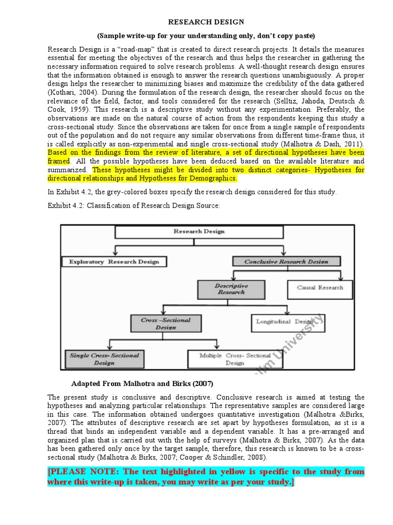 Research Design (Sample Write-Up For Your Understanding Only, Don't ...