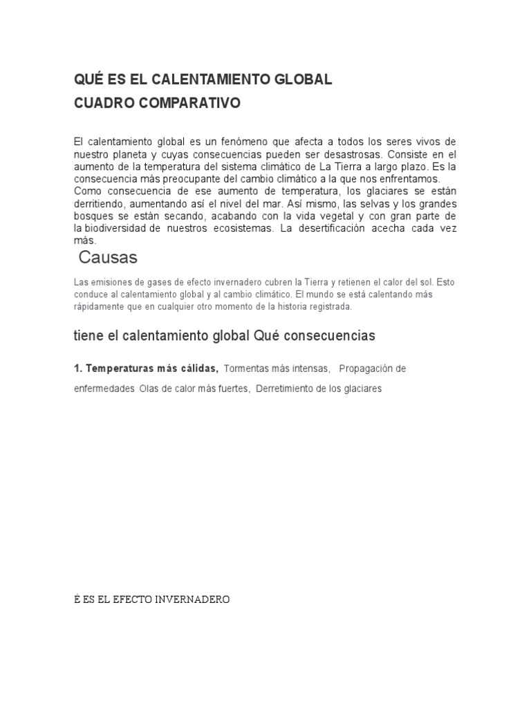 QUÉ ES EL CALENTAMIENTO GLOBAL Ciencias de La Tierra | PDF | Gases de ...