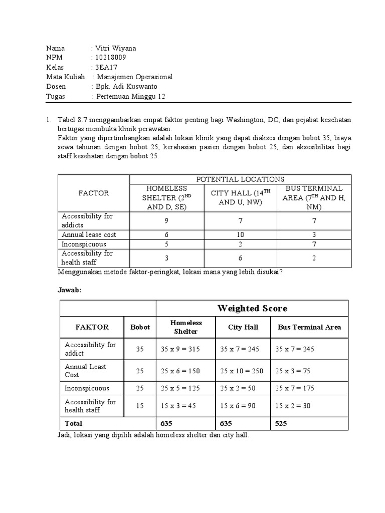 Vitri Wiyana - Tugas Manajemen Operasional - M12 | PDF