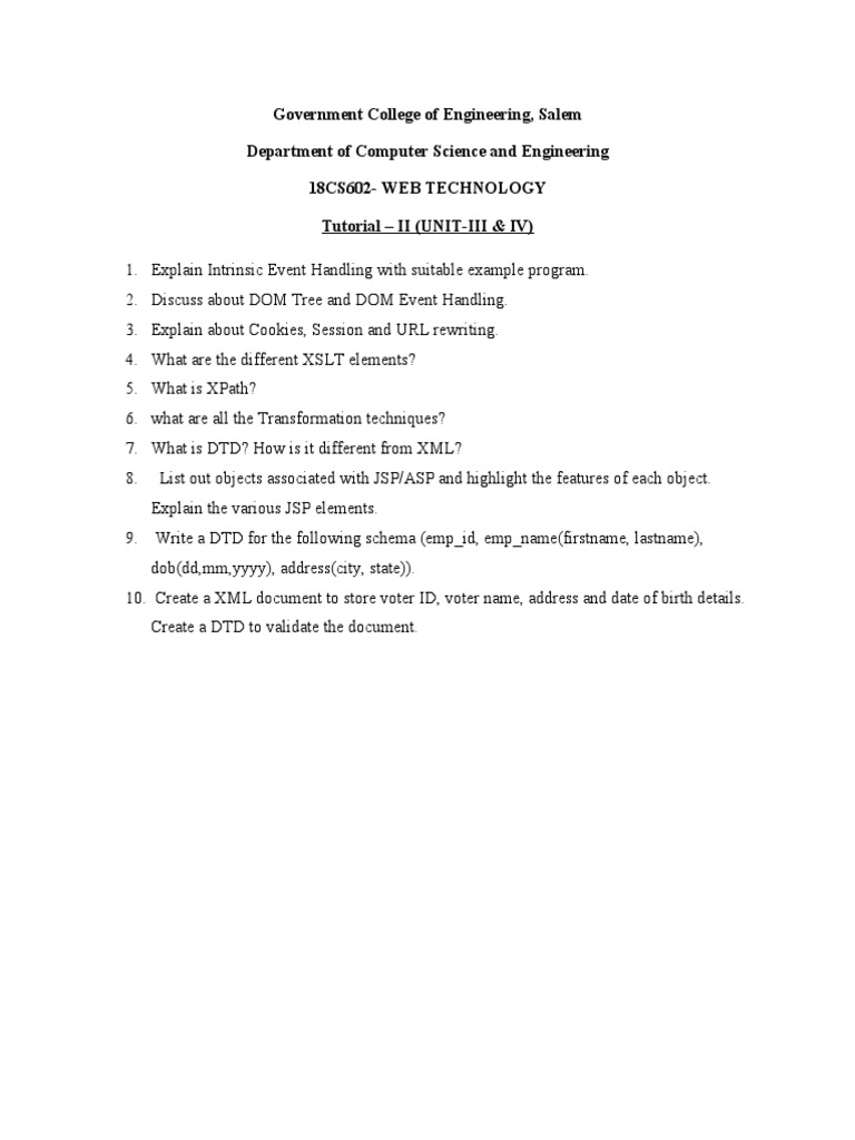 Government College of Engineering, Salem Department of Computer Science ...