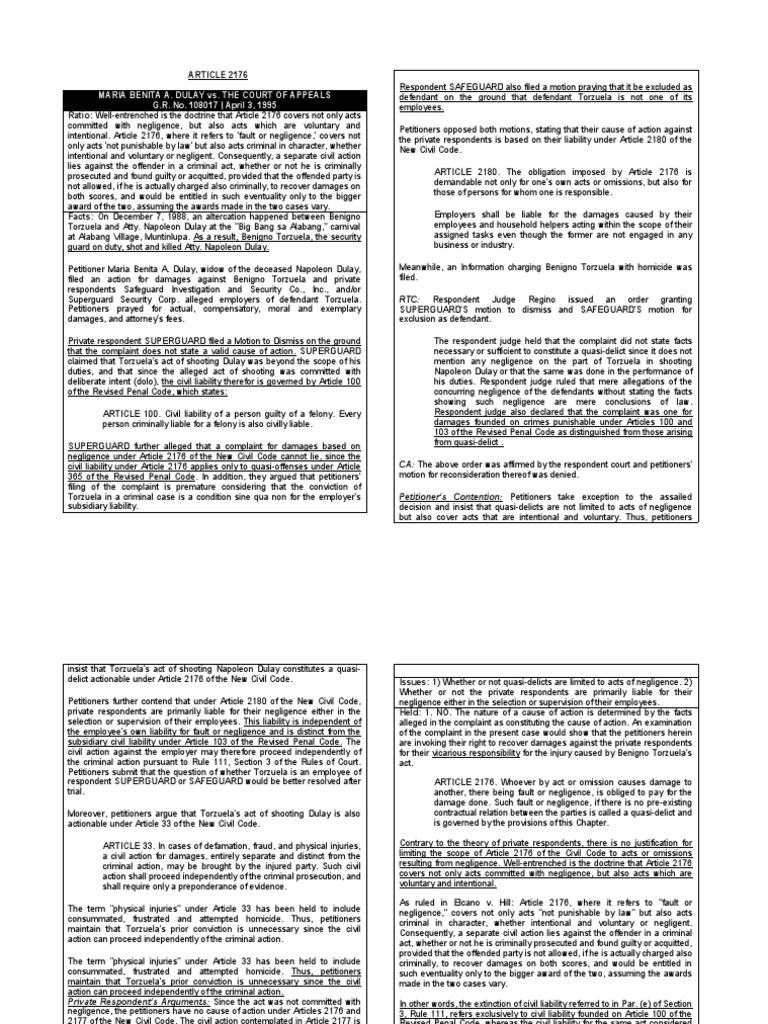 MARIA BENITA A. DULAY vs. THE COURT OF APPEALS | PDF | Legal Liability ...