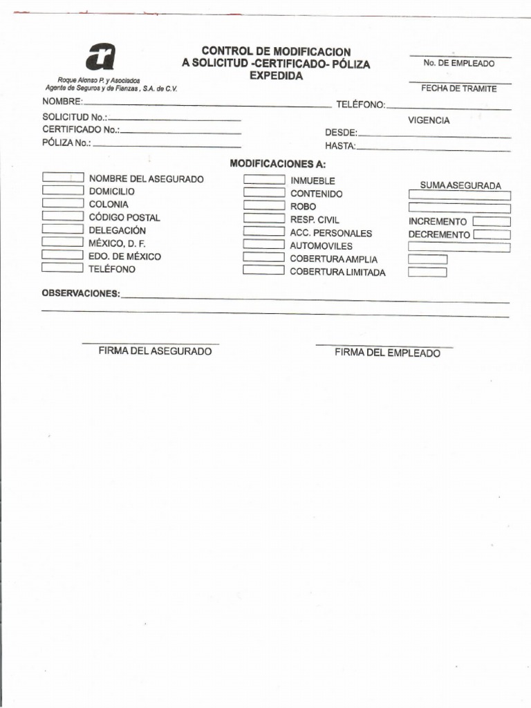 Formato de Modificacion | PDF