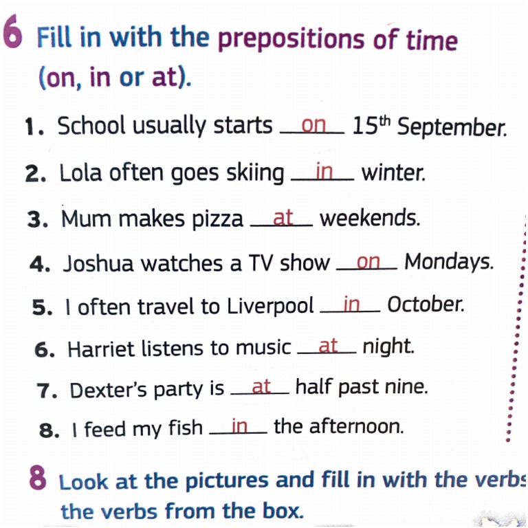 Prepositions of Time | PDF