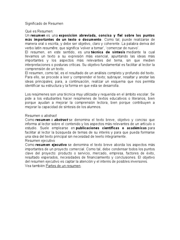 Significado de Resumen | PDF
