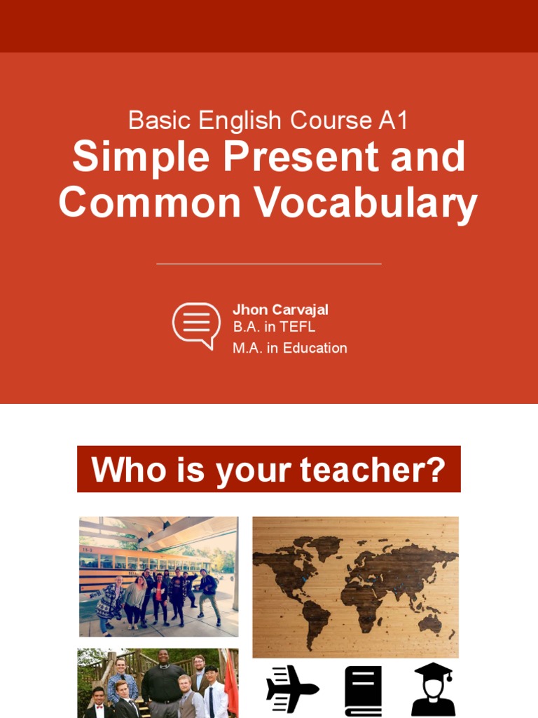 Slides Curso de Ingles Basico A1 Presente Simple y Vocabulario Comun ...