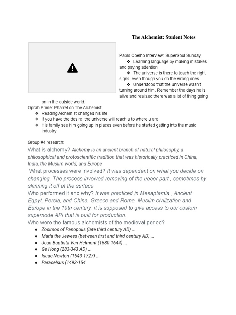 Alchemist Study Notes and Insights | PDF | Religion & Spirituality ...
