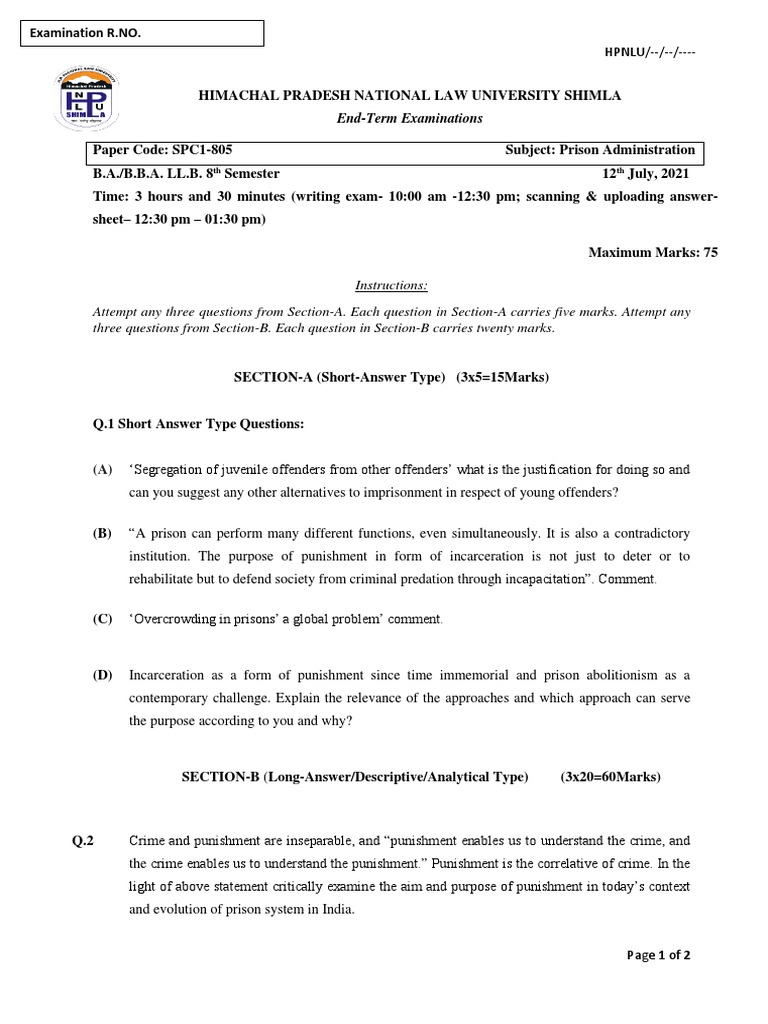 Prison Paper | PDF | Prison | Punishments