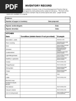 Ta10 Fittings and Contents Form | PDF