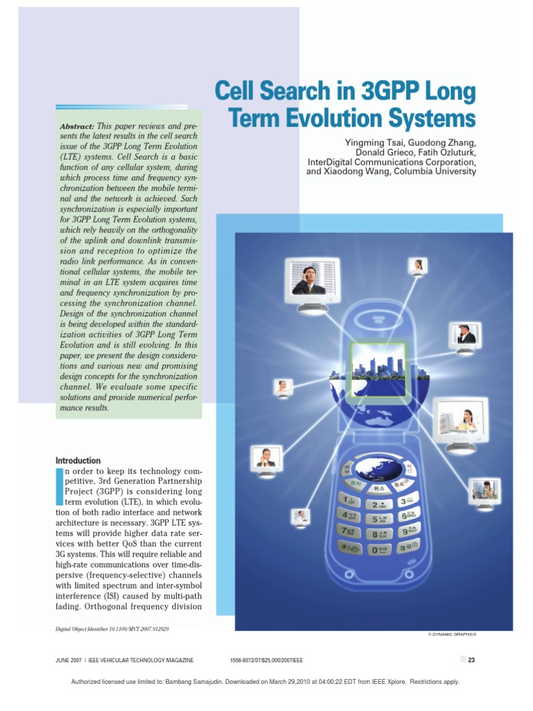 Cell Search in 3GPP Long Term Evolution Systems | PDF | Lte ...