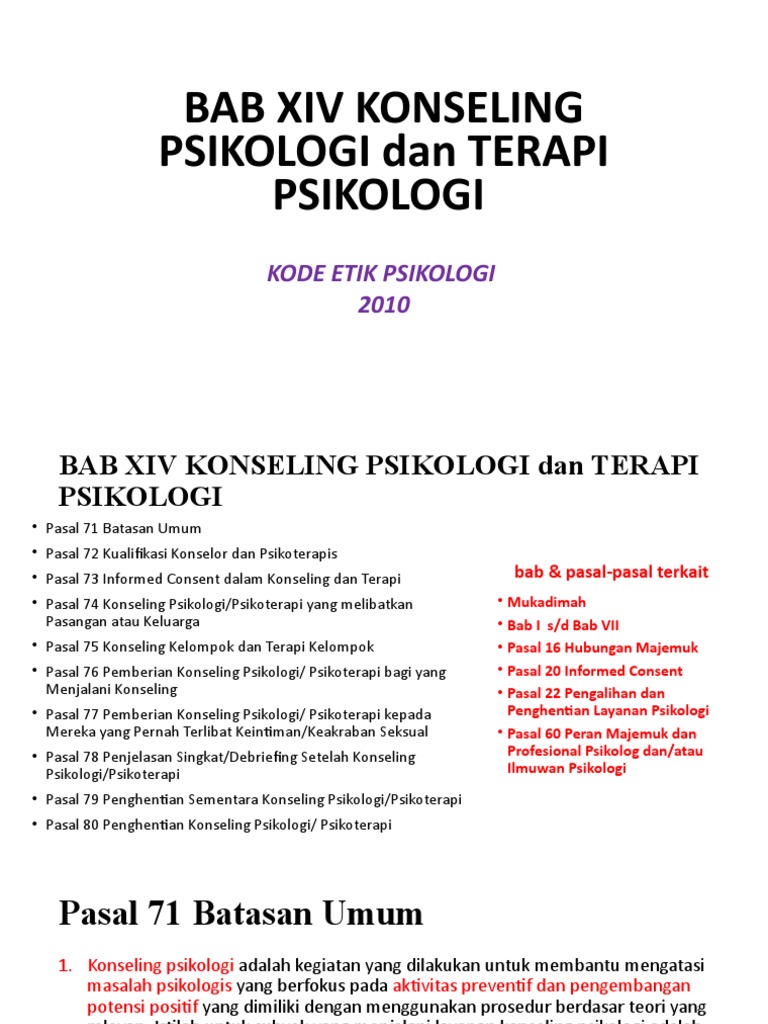 BAB XIV KONSELING PSIKOLOGI Dan TERAPI PSIKOLOGI | PDF