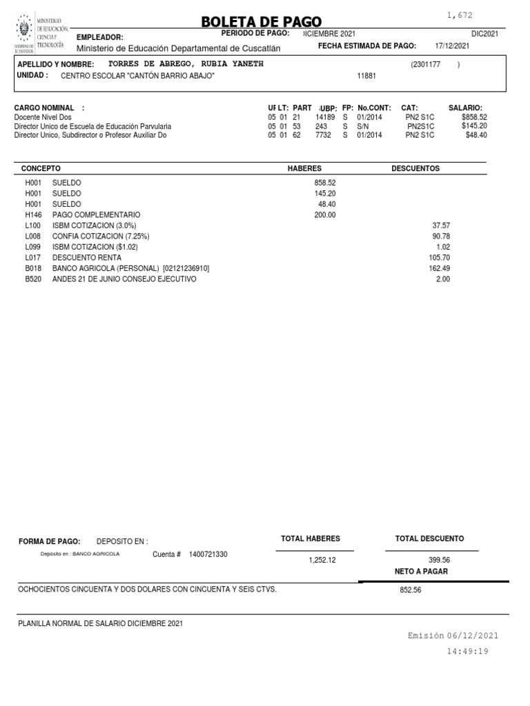 Torres de Abrego, Rubia Yaneth: Ministerio de Educación Departamental ...