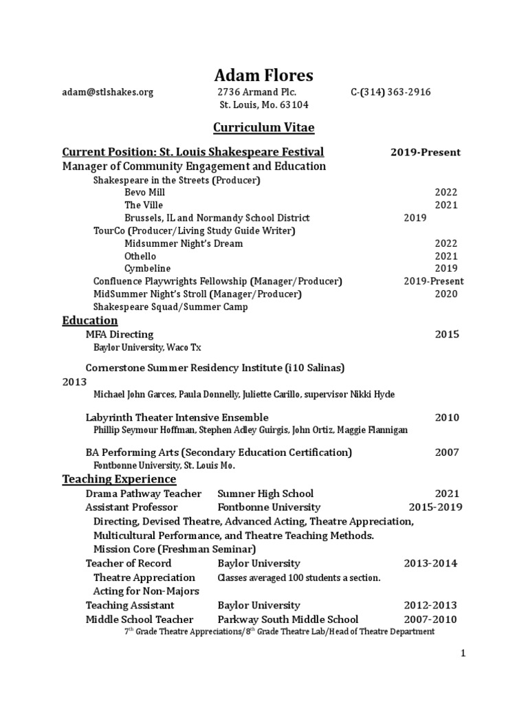 Flores CV 2022 4 3 | PDF | Theatre | Performing Arts