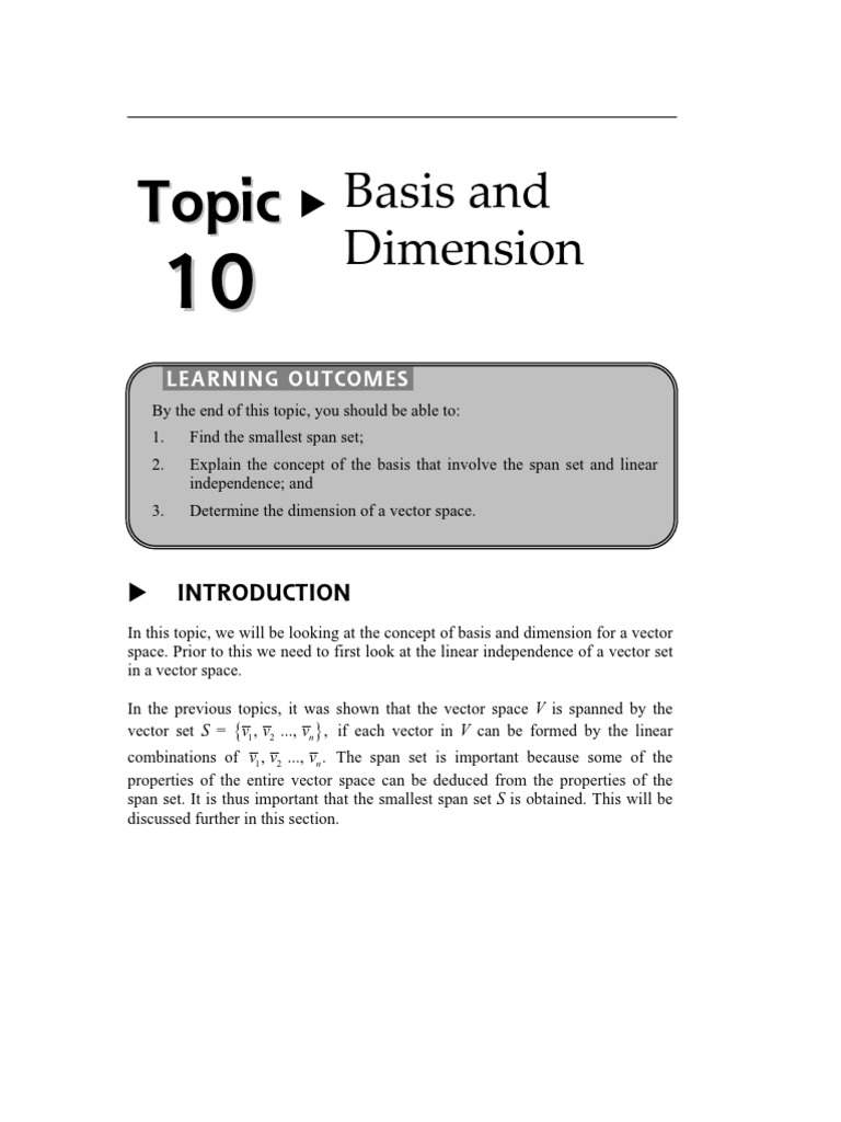 Basis and Dimension | PDF | Basis (Linear Algebra) | Vector Space