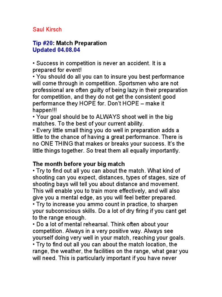 Saul Kirsch IPSC Tips2 | PDF | Breathing | Trigger (Firearms)