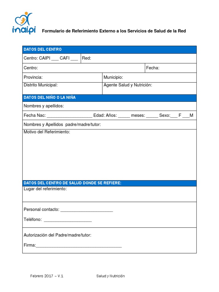 Formulario de Referimiento Externo A Los Servicios de Salud de La Red v.1 | PDF