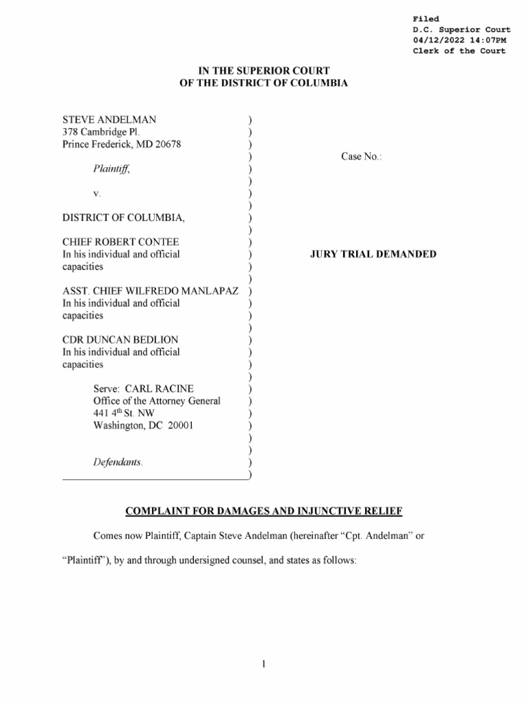 Captain Steve Andelman Lawsuit Against MPD | PDF
